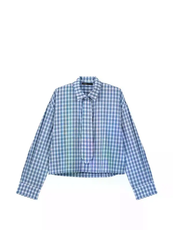 Maje Embellished Check Shirt With Removable Tie - Blue