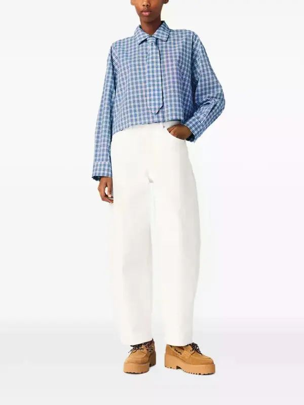 Maje Embellished Check Shirt With Removable Tie