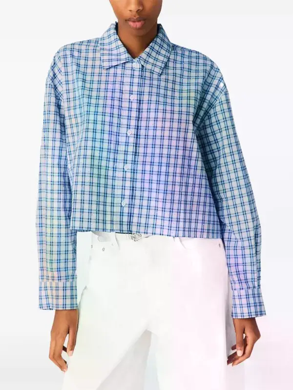 Maje Embellished Check Shirt With Removable Tie