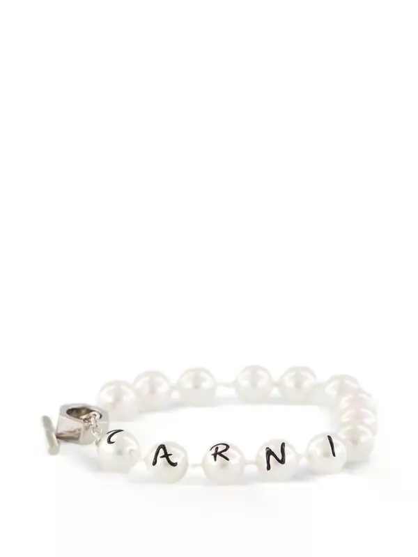 Marni Pearl And Letter Detail Bracelet - Silver