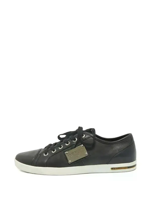 Dolce & Gabbana Leather Lace-up Sneakers - Black