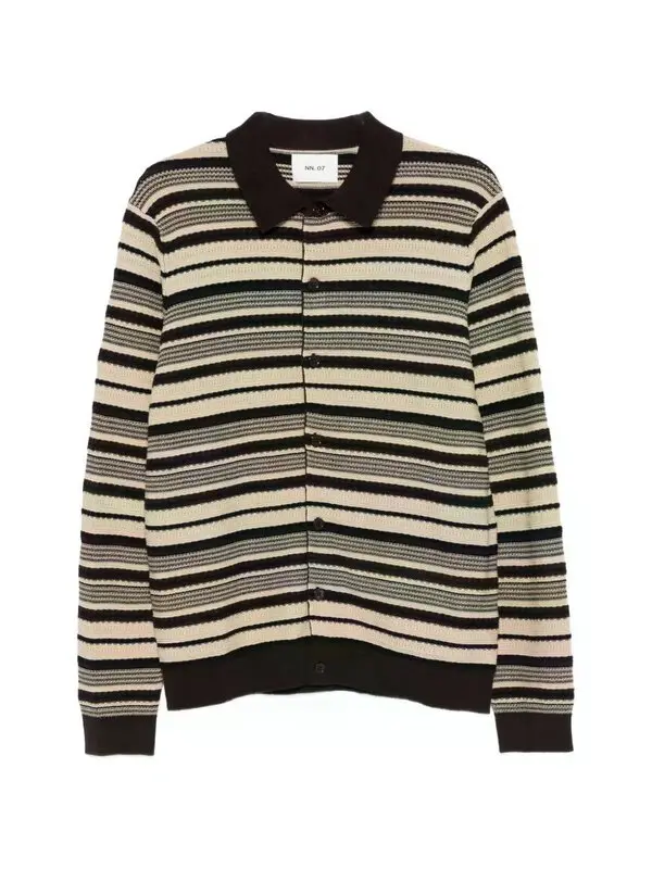 Nn07 Nolan Ls Polo Striped Cardigan