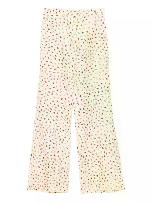 Sandro High-waisted Floral Print Linen Blend Trousers