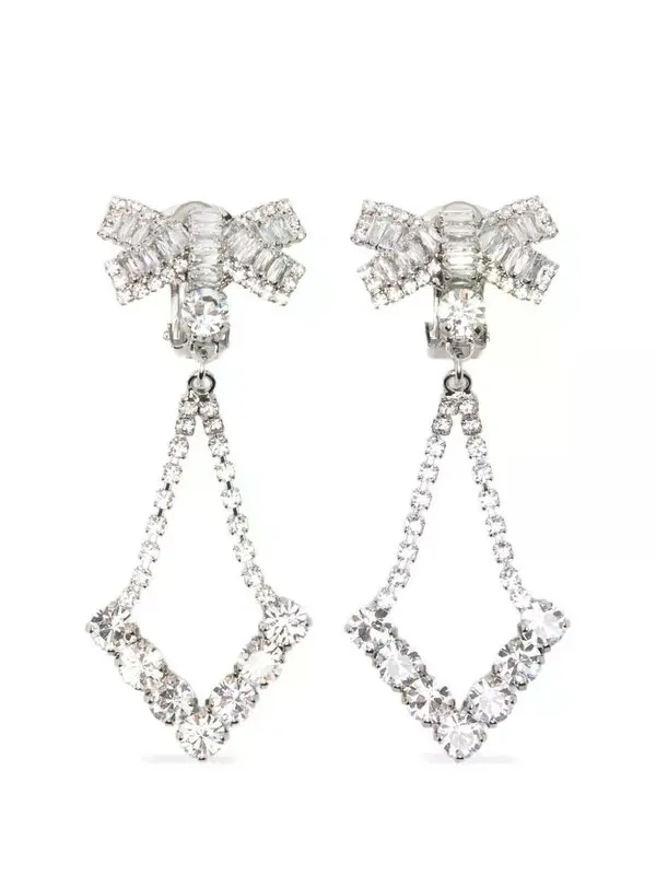 Alessandra Rich Bow-pendant Clip-on Earrings - Silver