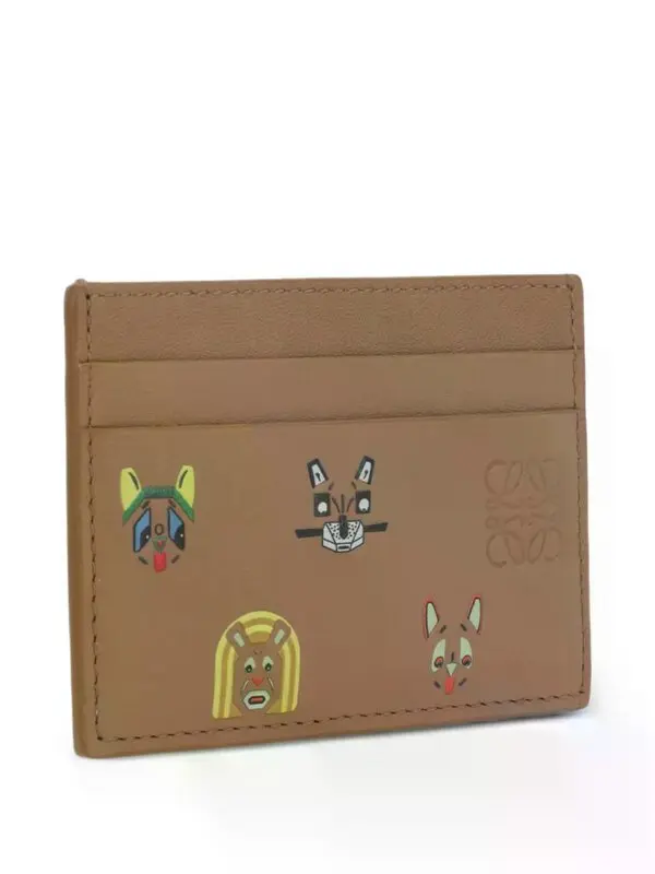 Loewe Cat-motif Card Holder - Brown