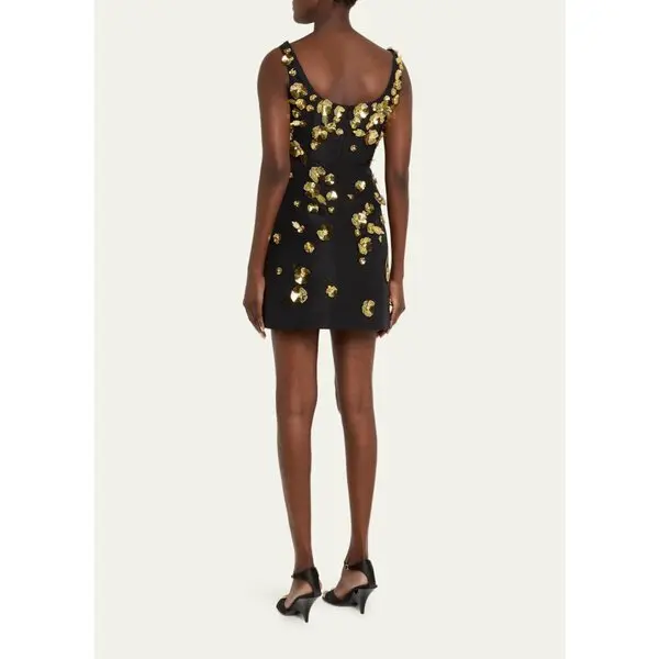 Carolina Herrera Crystal Flower Appliqué Mini Dress