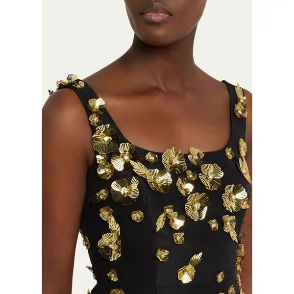 Carolina Herrera Crystal Flower Appliqué Mini Dress