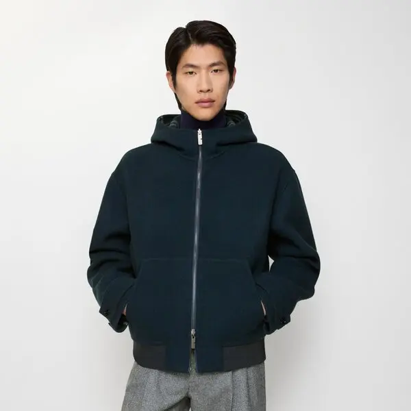 Burberry Reversible Wool Hooded Jacket - Pilot Blue