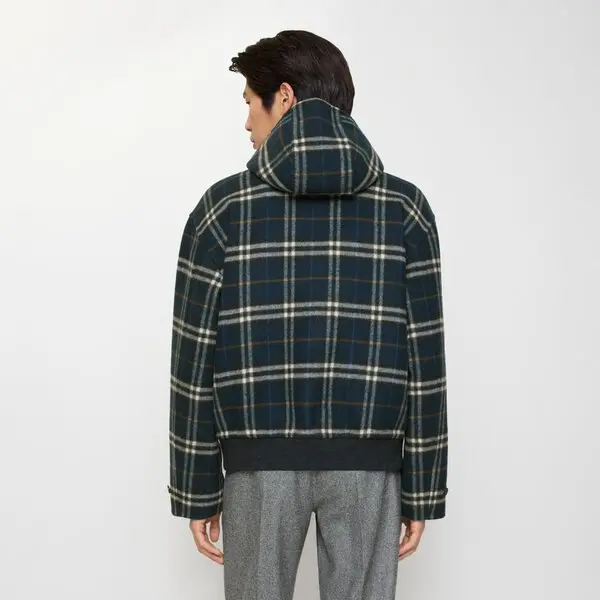 Burberry Reversible Wool Hooded Jacket - Pilot Blue