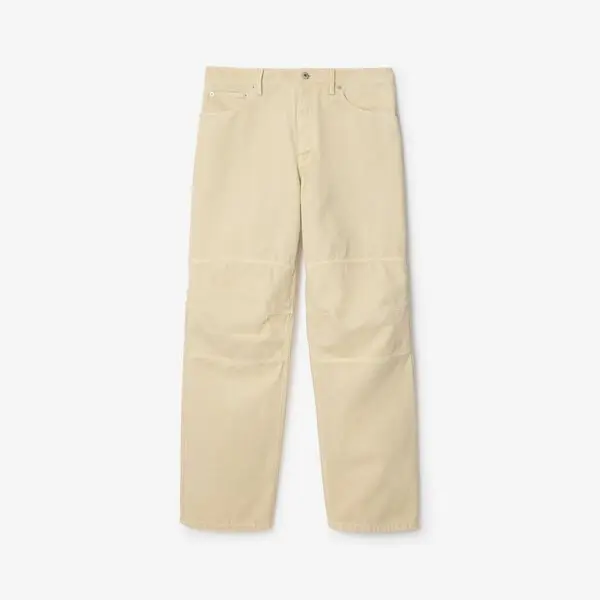 Burberry Cotton Canvas Relaxed Fit Trousers - Tundra White
