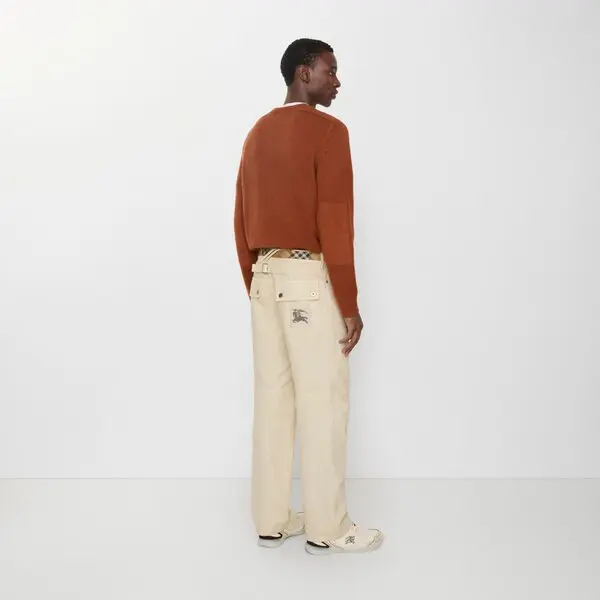 Burberry Cotton Canvas Relaxed Fit Trousers - Tundra White
