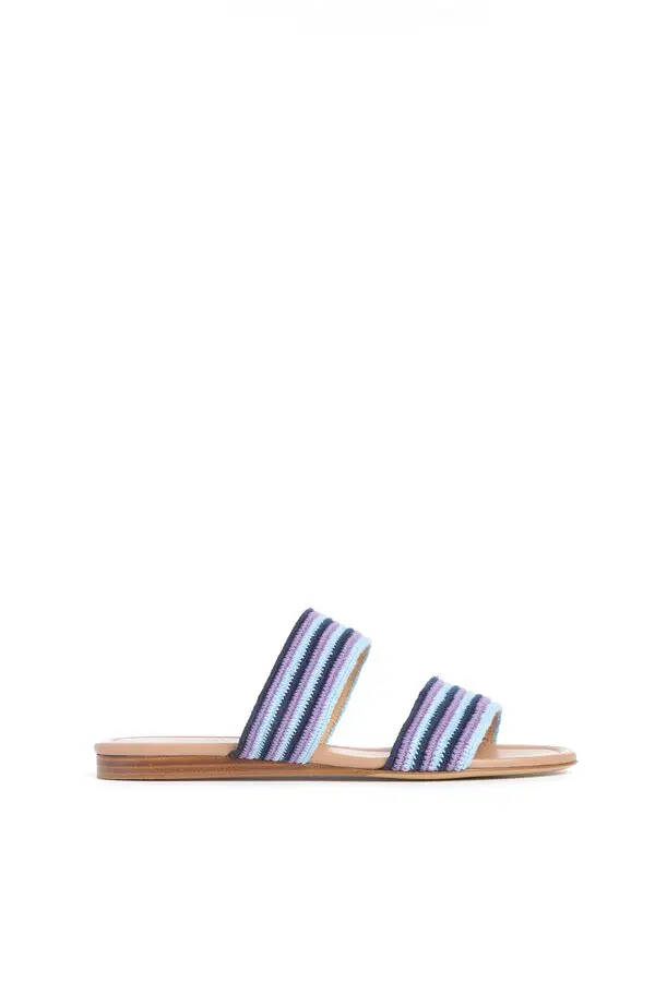 Gabriela Hearst Lora Flat Sandal - Nude/navy Multi