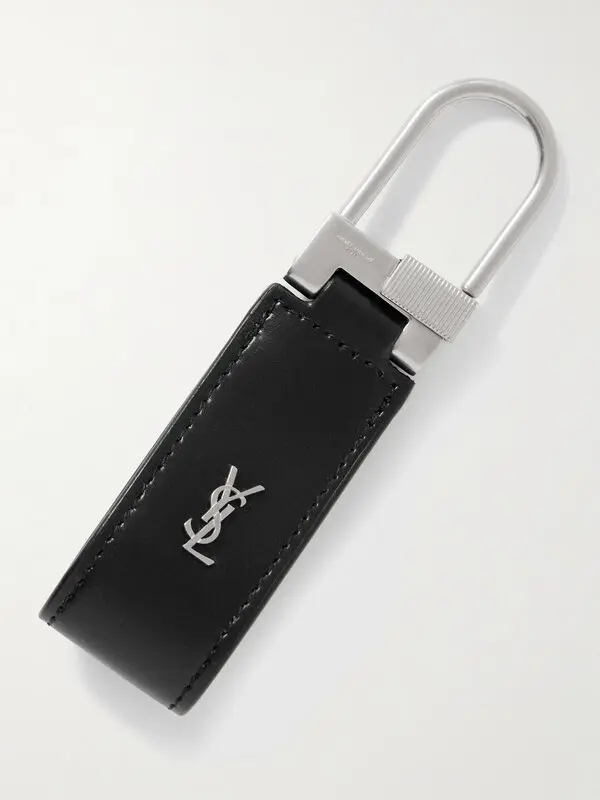 Saint Laurent Cassandre Leather Key Fob - Black