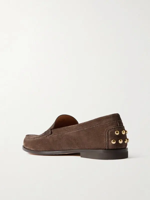 TOD'S Studded Suede Loafers - Brown