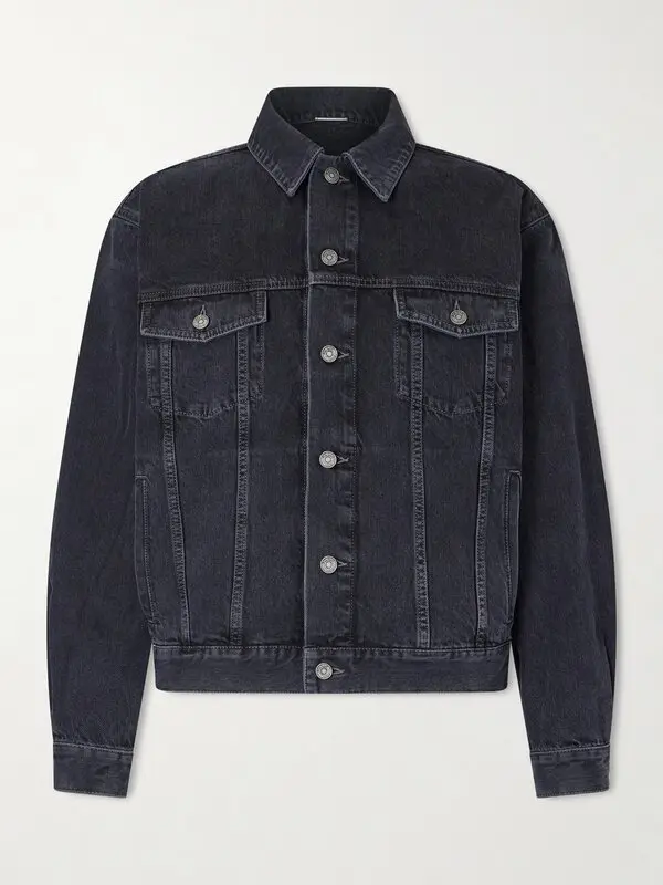 Saint Laurent Leather-trimmed Denim Trucker Jacket