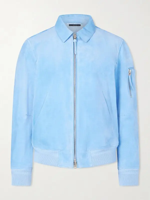 TOM FORD Suede Bomber Jacket - Blue
