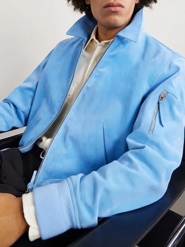 TOM FORD Suede Bomber Jacket - Blue