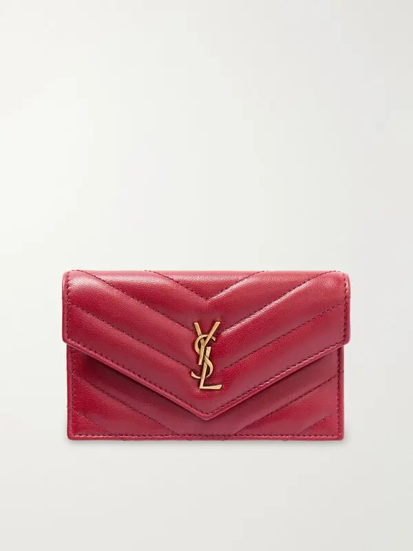 Saint Laurent Cassandre Matelassé Leather Wallet - Red