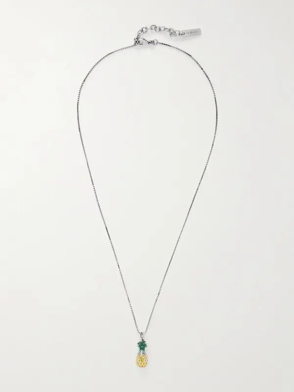Saint Laurent Pineapple Enamel Necklace - Silver