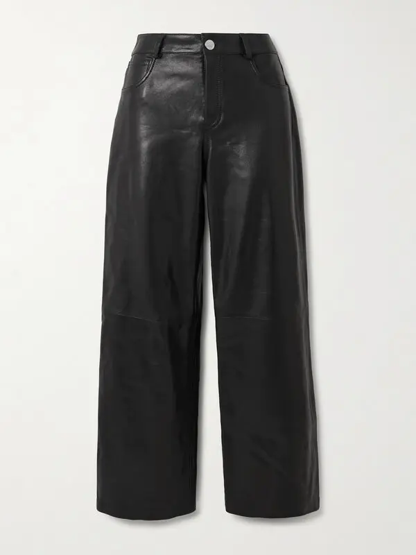 Nour Hammour Milo Paneled Wide-leg Leather Pants
