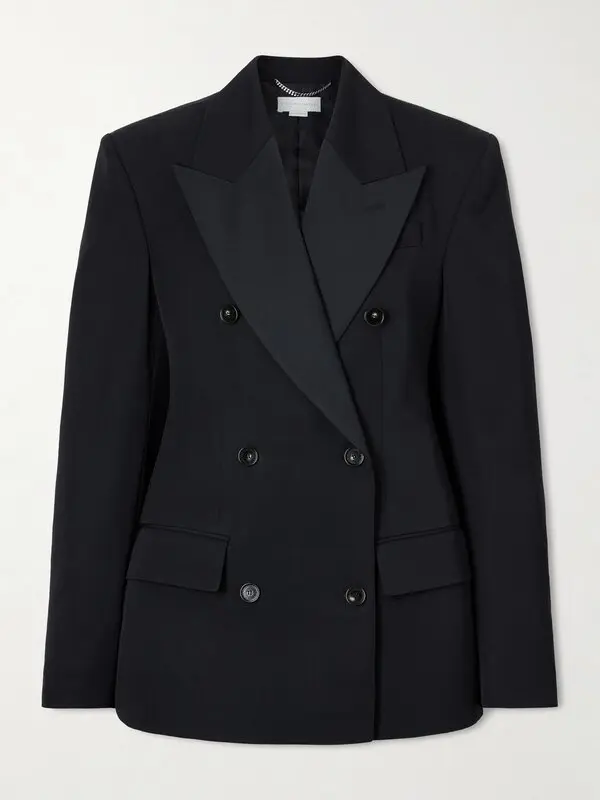 Stella McCartney Double-breasted Wool Blazer With Twill Trim