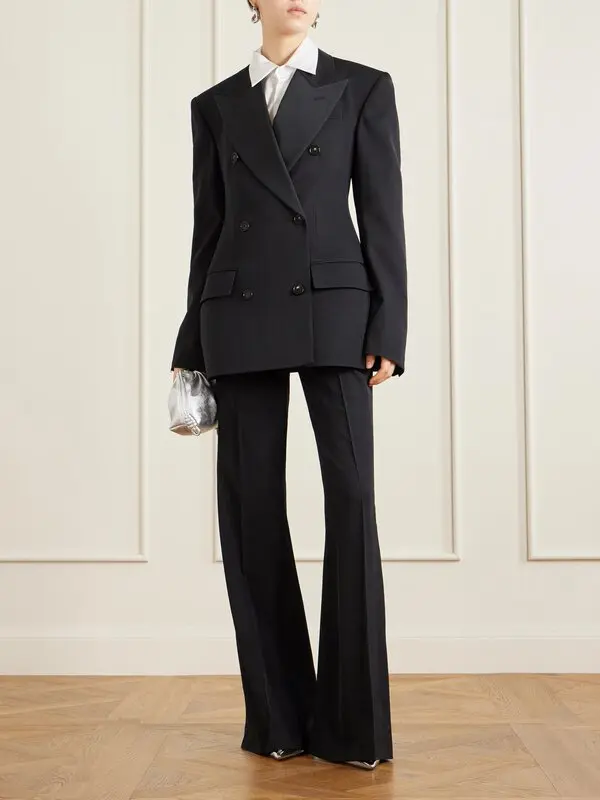 Stella McCartney Double-breasted Wool Blazer With Twill Trim
