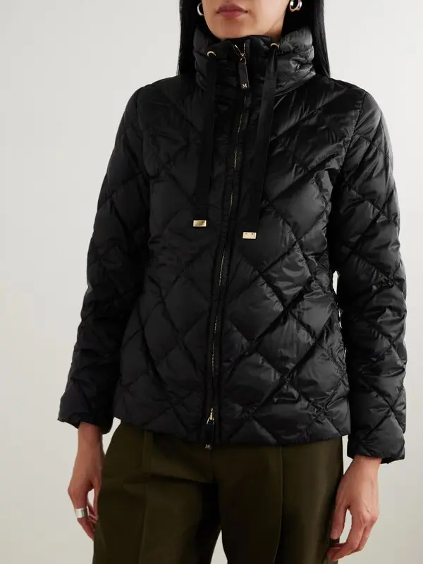 Max Mara Cube Belted Padded Quilted Shell Down Jacket - Black