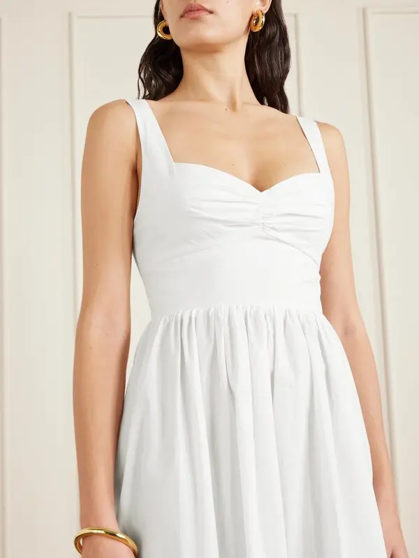 Matteau Gathered Organic Cotton-Poplin Midi Dress - White | Editorialist