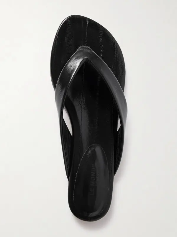 Le Monde Beryl Eel-effect Leather Sandals - Black