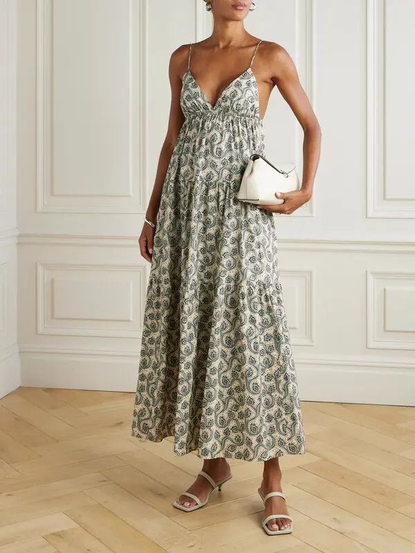 Matteau Printed Organic Cotton-poplin Midi Dress