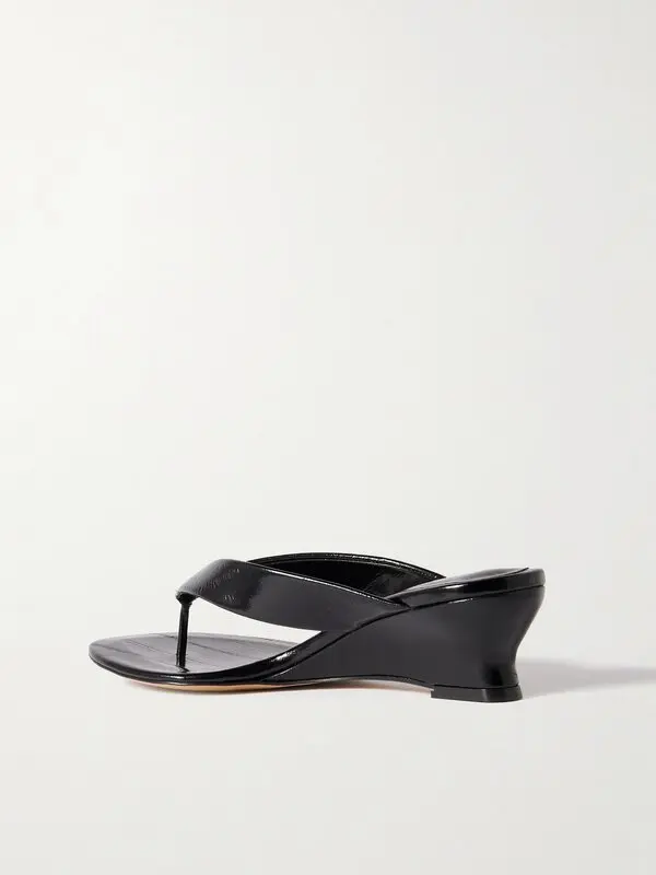 Le Monde Beryl Eel-effect Leather Wedge Sandals