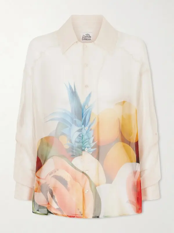 DONDE ESTEBAN Salpicon Printed Silk-chiffon Shirt - White