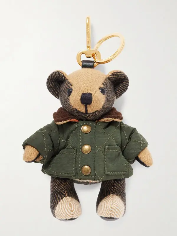 Burberry Cashmere Keychain With Quilted Coat - Green