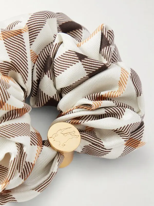 Burberry Embellished Checked Silk-twill Scrunchie
