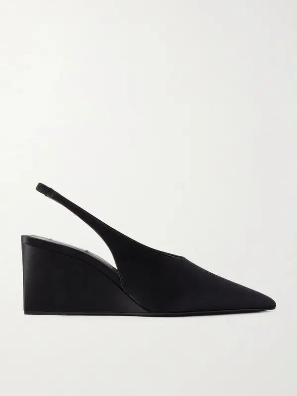 Alaïa Cube 75 Satin Slingback Wedge Pumps - Black