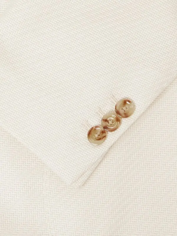 LARDINI Roma Embellished Herringbone Suit Jacket - Neutrals