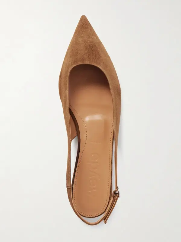 AeydĒ Annora Suede Slingback Flats - Brown