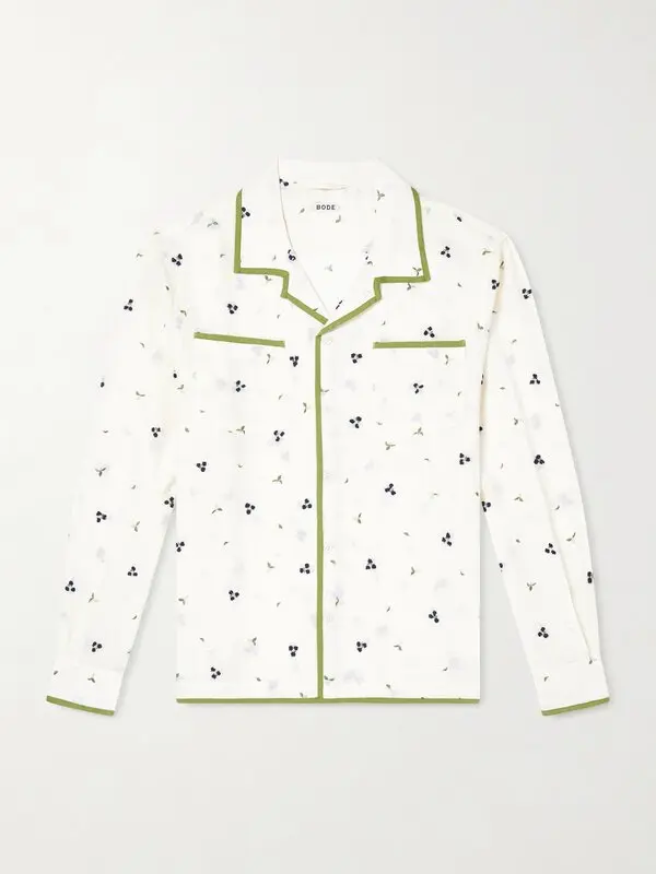 BODE Blackberry Patch Camp-collar Embroidered Linen Shirt