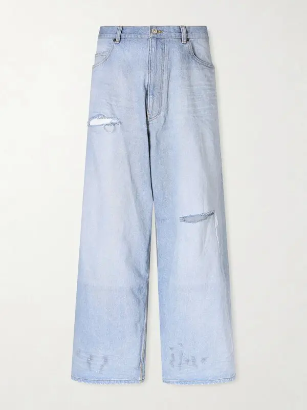Balenciaga Wide-leg Distressed Jeans - Blue