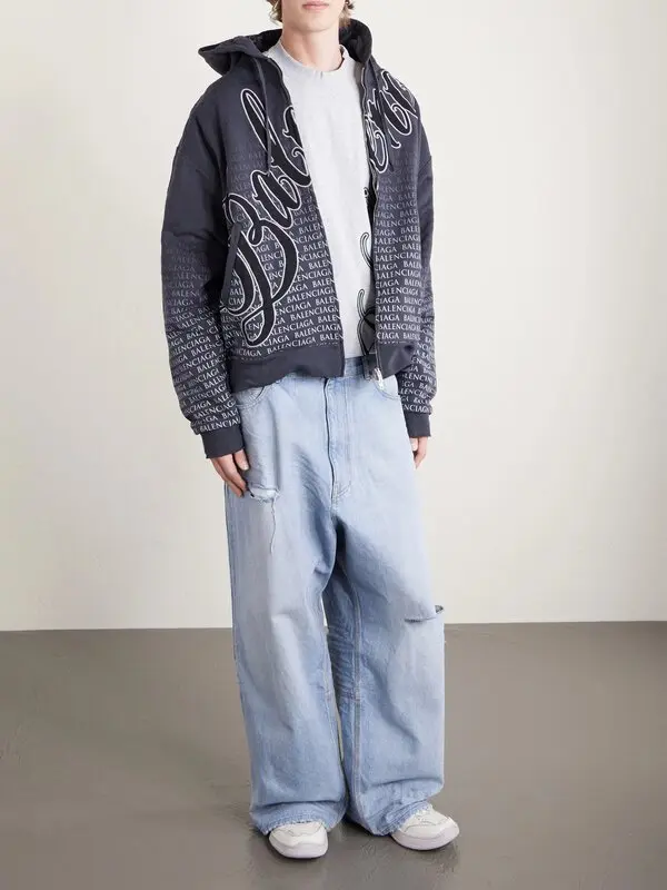 Balenciaga Wide-leg Distressed Jeans