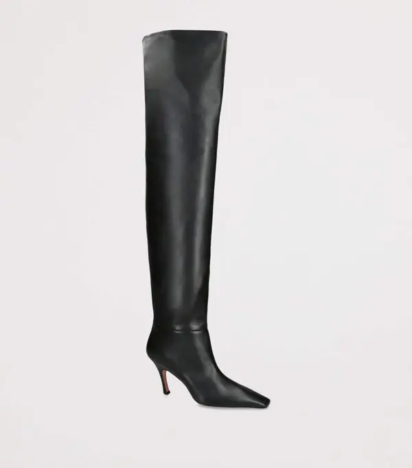 Amina Muaddi Leather Jamie Over-the-knee Boots 80 - Black