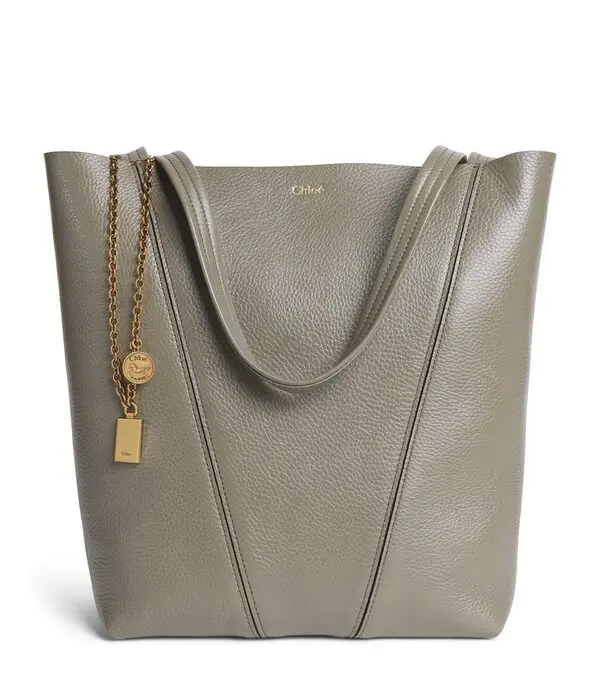 Chloé Medium Leather Spin Tote Bag - Green
