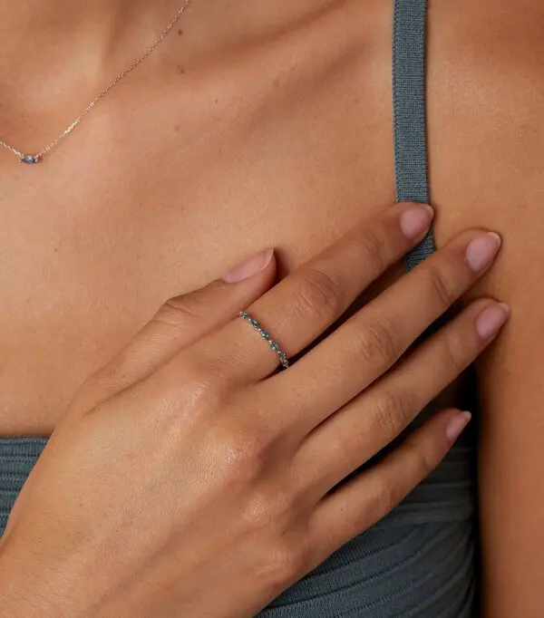 ASTRID & MIYU White Gold And Alexandrite Marquise Ring - Silver