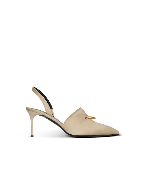 Balmain Cotton Gabardine Slingbacks With Piercing