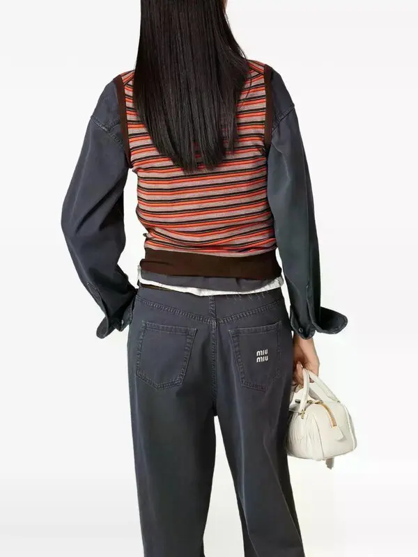 Miu Miu Striped Knit V-neck Vest