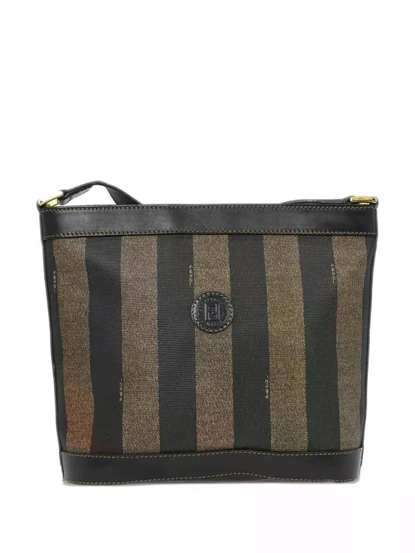 Fendi 2007 Pequin Striped-pattern Shoulder Bag - Black