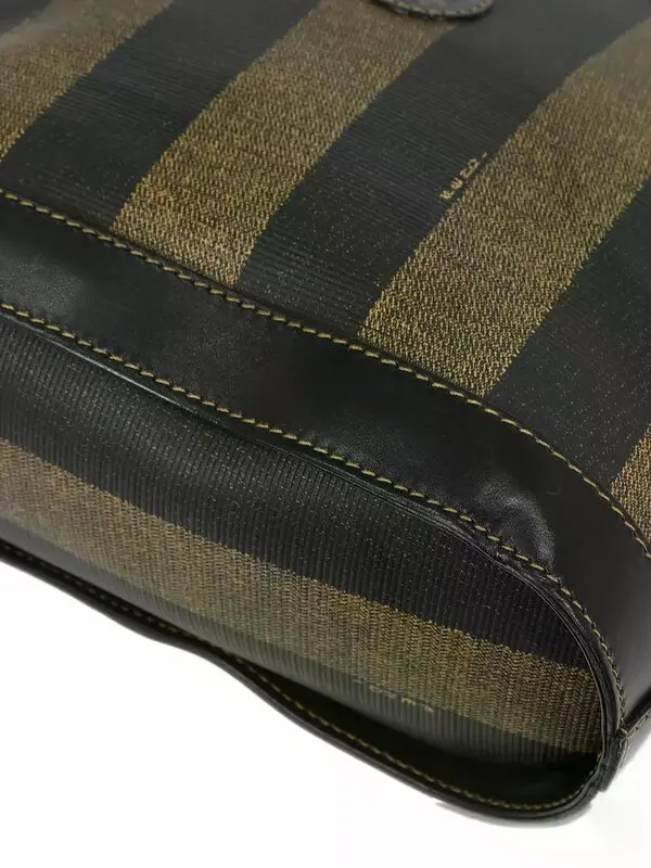 Fendi 2007 Pequin Striped-pattern Shoulder Bag - Black