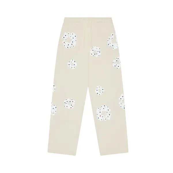 DENIM TEARS Rhinestone Cotton Wreath Sweatpants - Cream