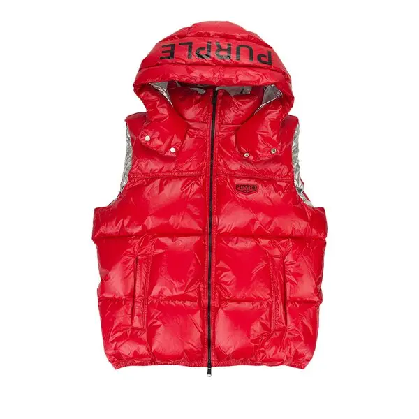 PURPLE BRAND Nylon Puffer Vest - Red