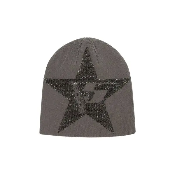 SP5DER Rhinestone Embellished Beanie - Grey
